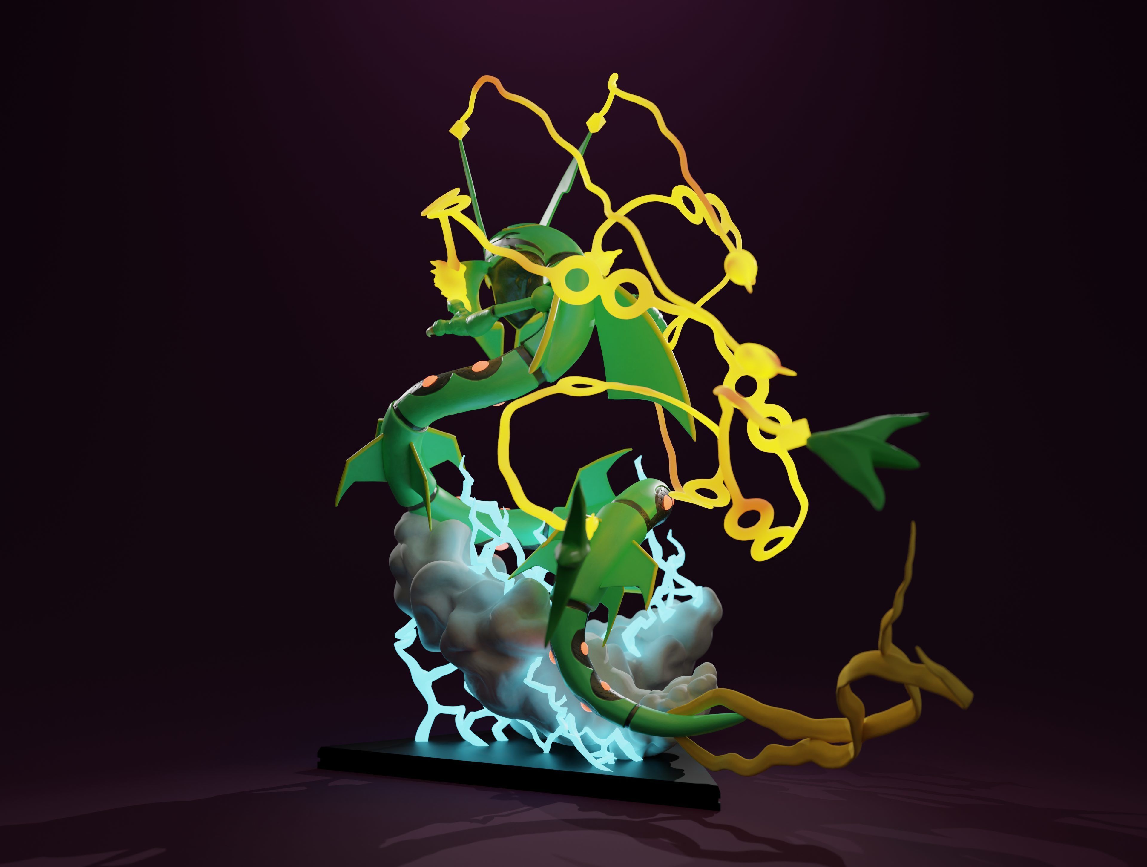 MEGA RAYQUAZA - 3D PRINTABLE POKEMON with cuts and as a whole 3D model ...