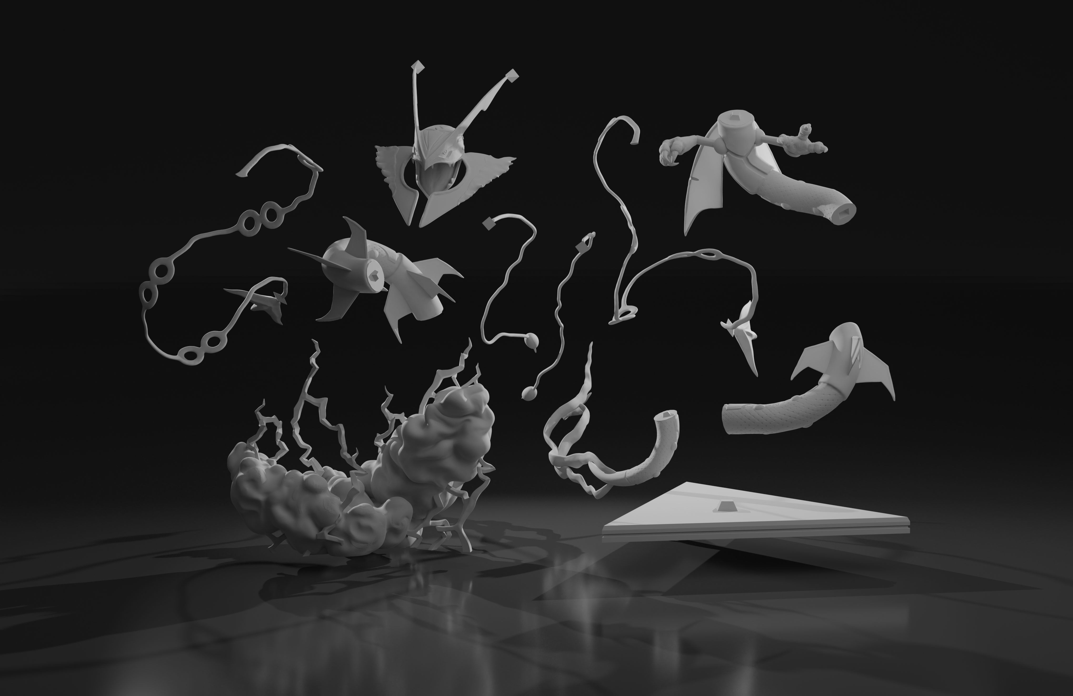 MEGA RAYQUAZA - 3D PRINTABLE POKEMON with cuts and as a whole 3D model ...