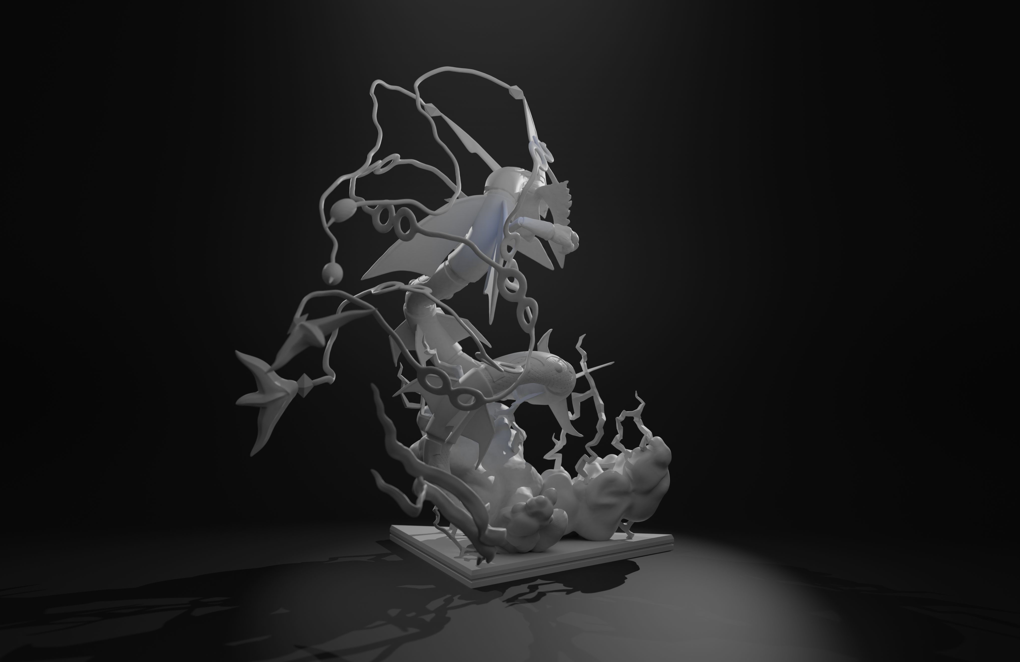 MEGA RAYQUAZA - 3D PRINTABLE POKEMON with cuts and as a whole 3D model ...