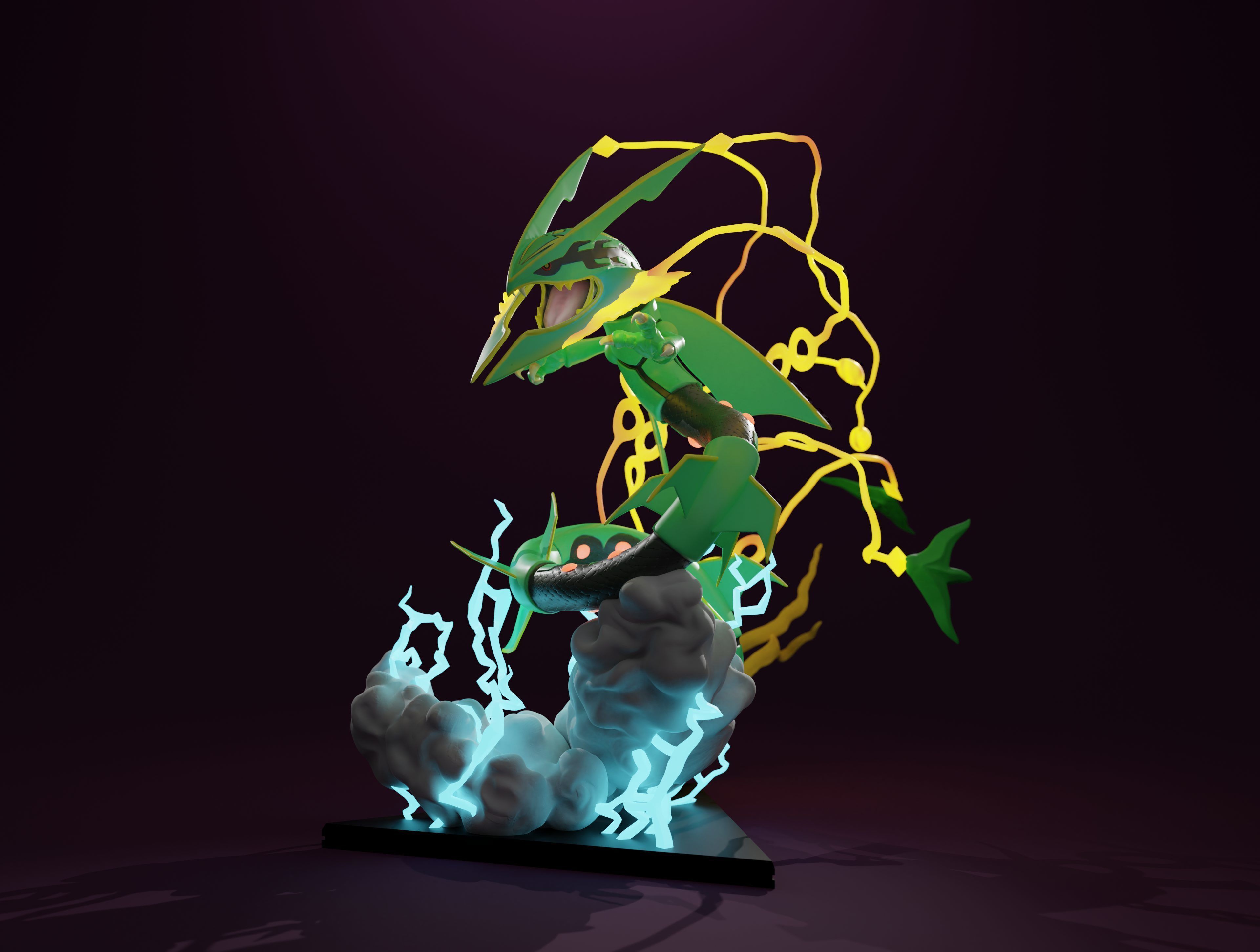MEGA RAYQUAZA - 3D PRINTABLE POKEMON with cuts and as a whole 3D model ...