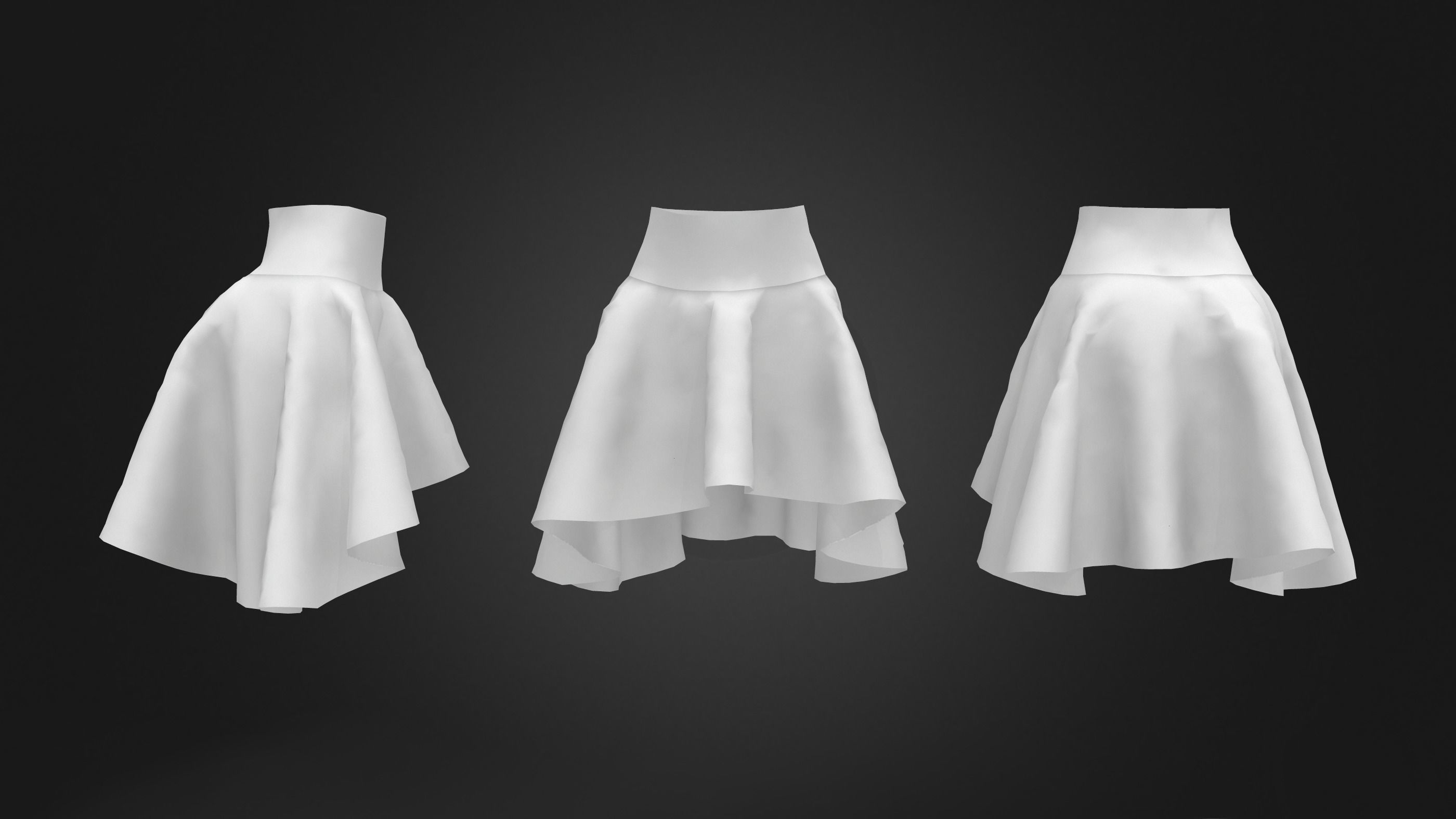 3D model High Waist Hem Short Skirt VR / AR / low-poly | CGTrader