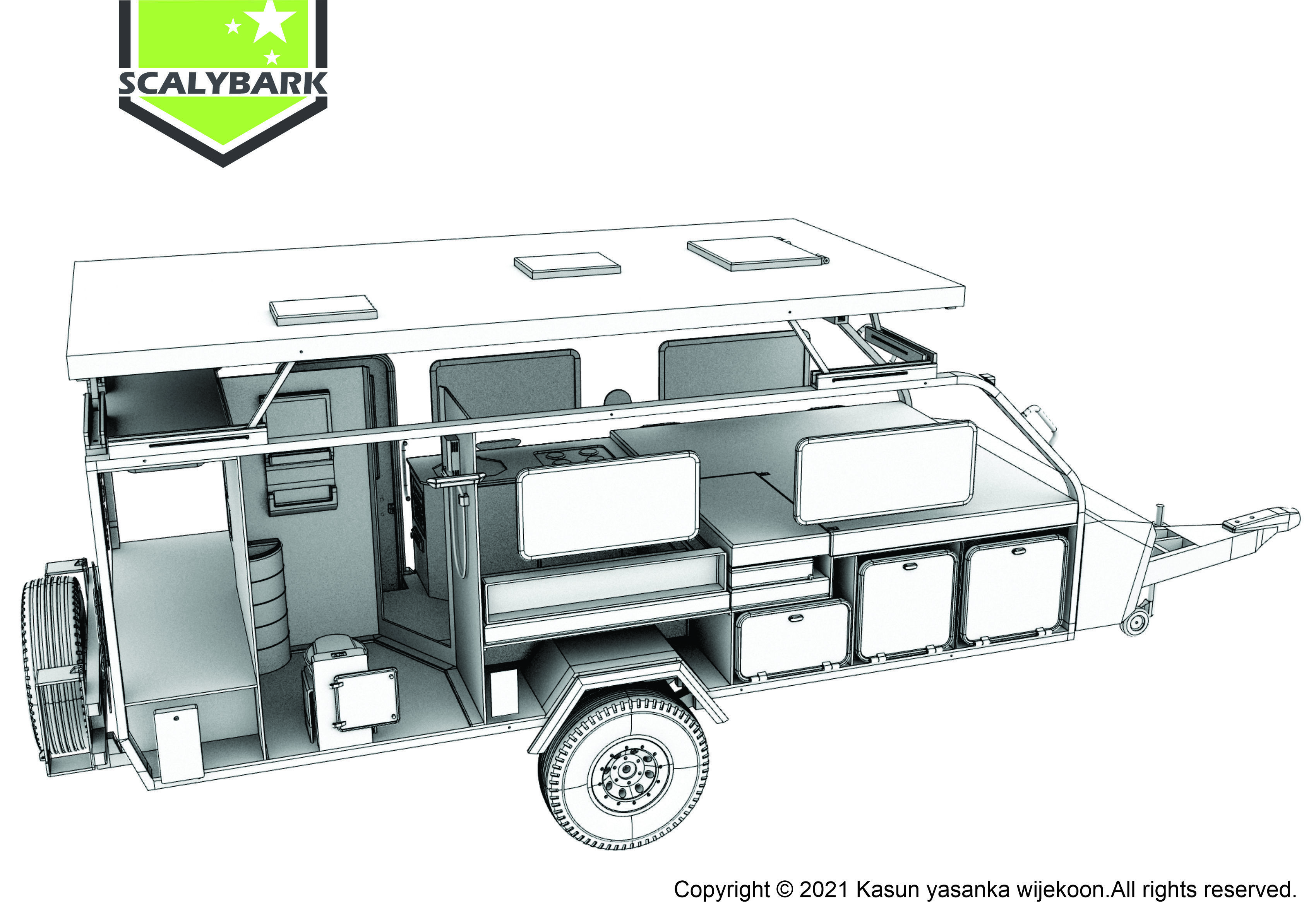 OFF ROAD CAMPING TRAILER 3D PRINTABLE MODEL STL 3D model 3D printable ...