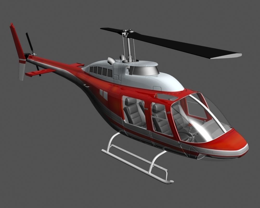 Bell 206 Rescue Red 3D model animated | CGTrader