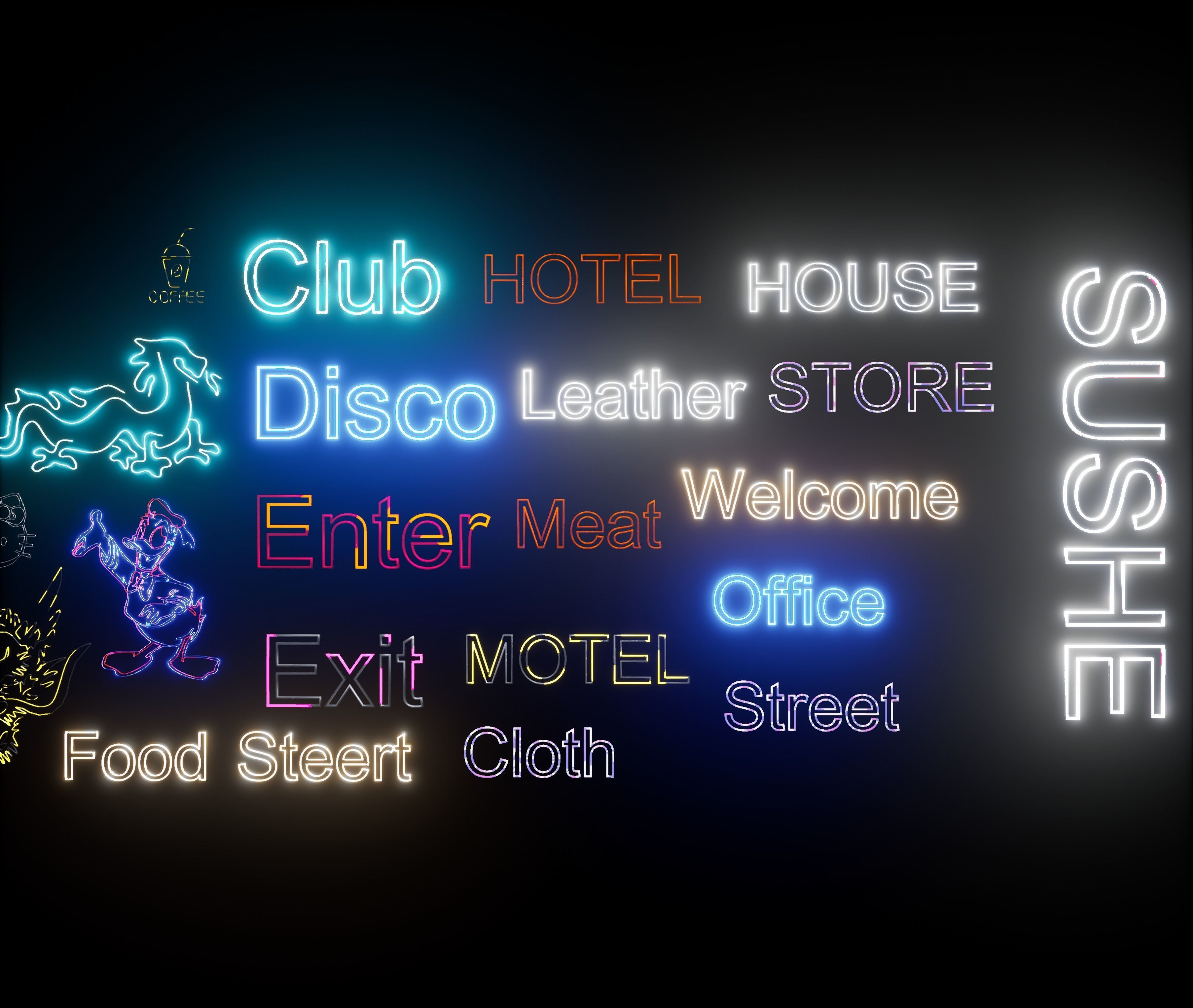 3D model Neon Signs Pack VR / AR / low-poly | CGTrader