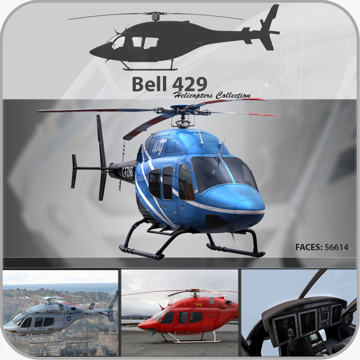 Bell 429 Helicopter Pack 3D model animated | CGTrader