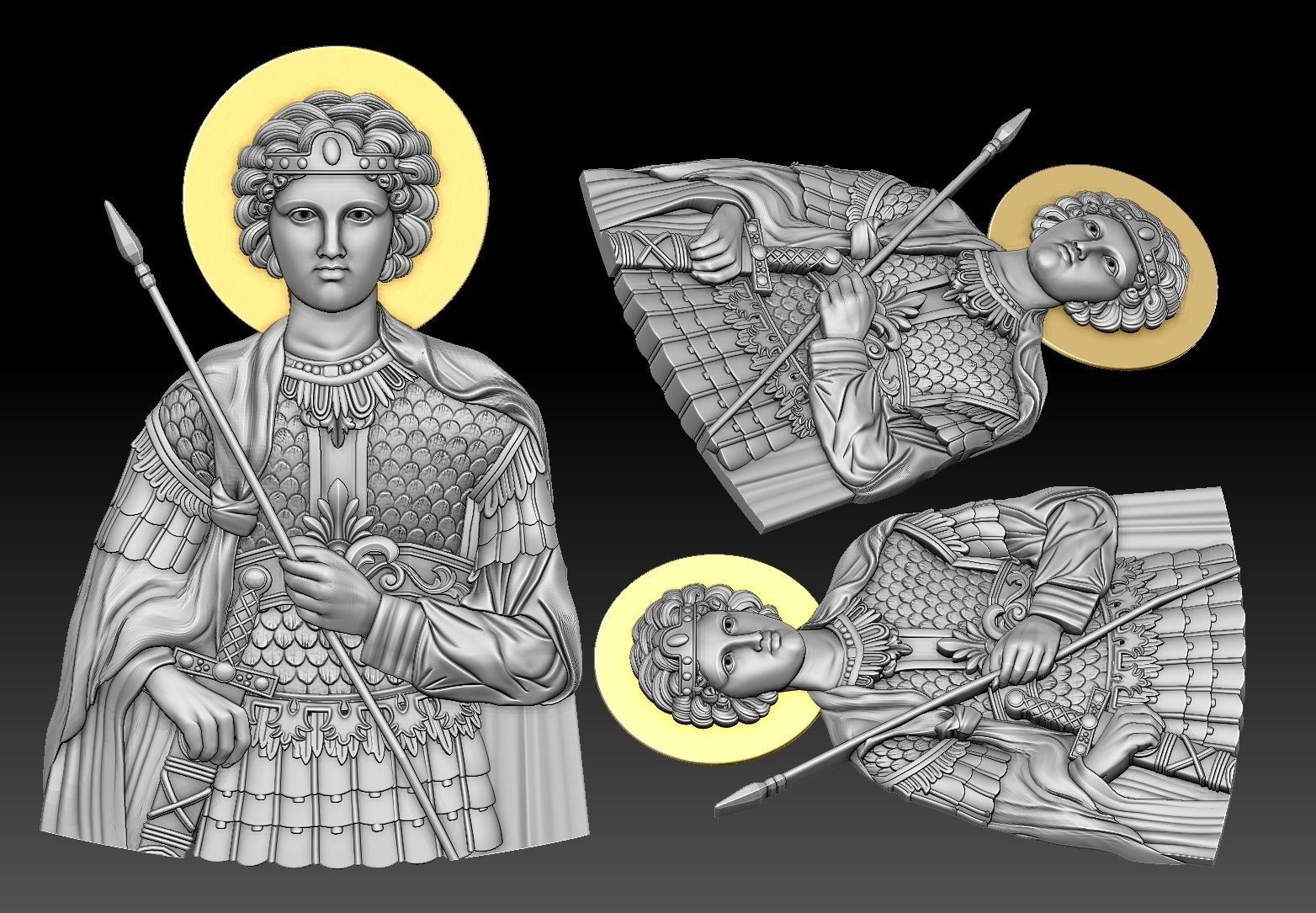 Saint George bas relif 3D cnc model 3D model 3D printable | CGTrader