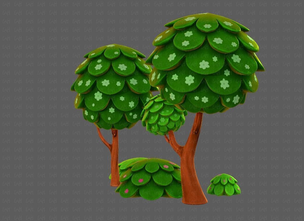 3D model Trees Cartoon V07 VR / AR / low-poly | CGTrader