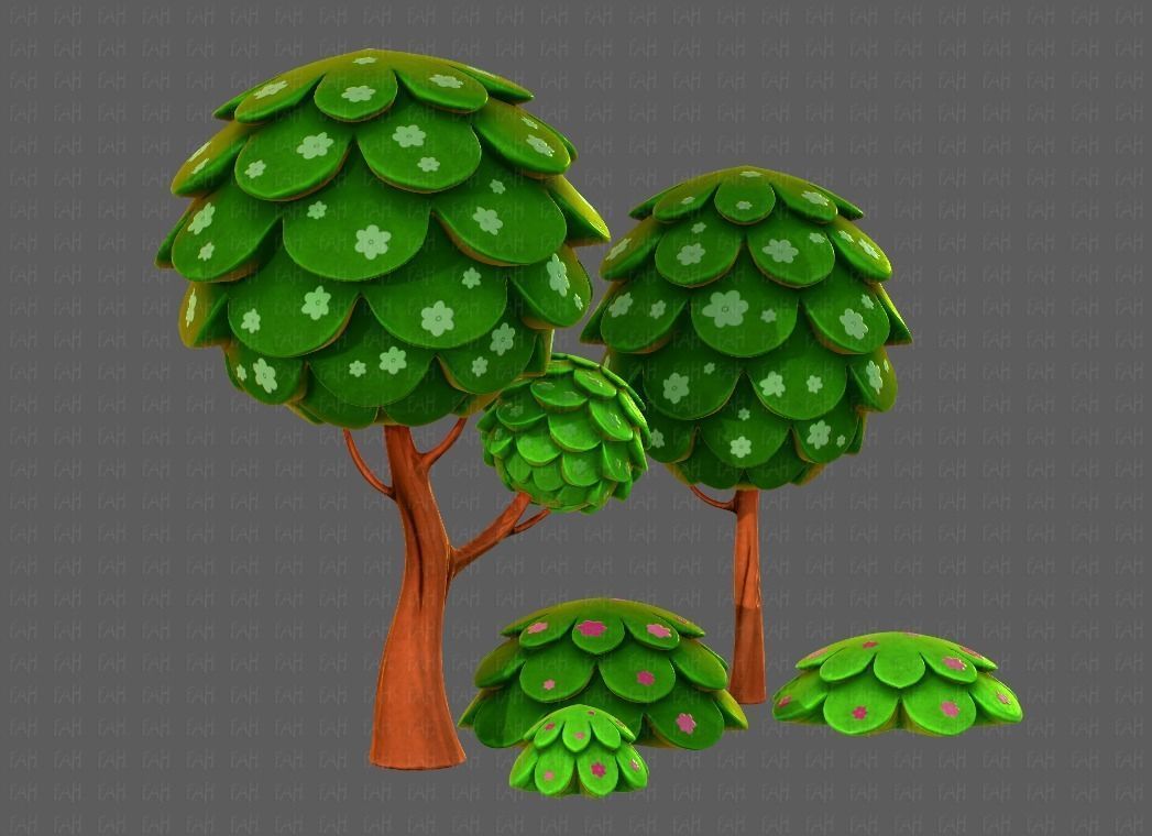 3D model Trees Cartoon V07 VR / AR / low-poly | CGTrader