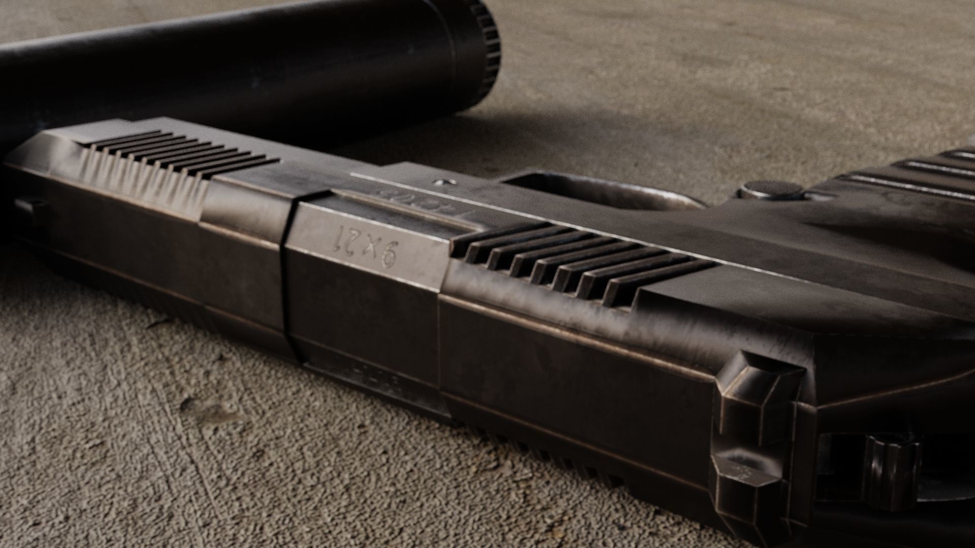 3D model Russian self loading pistol Udav with silencer VR / AR / low ...