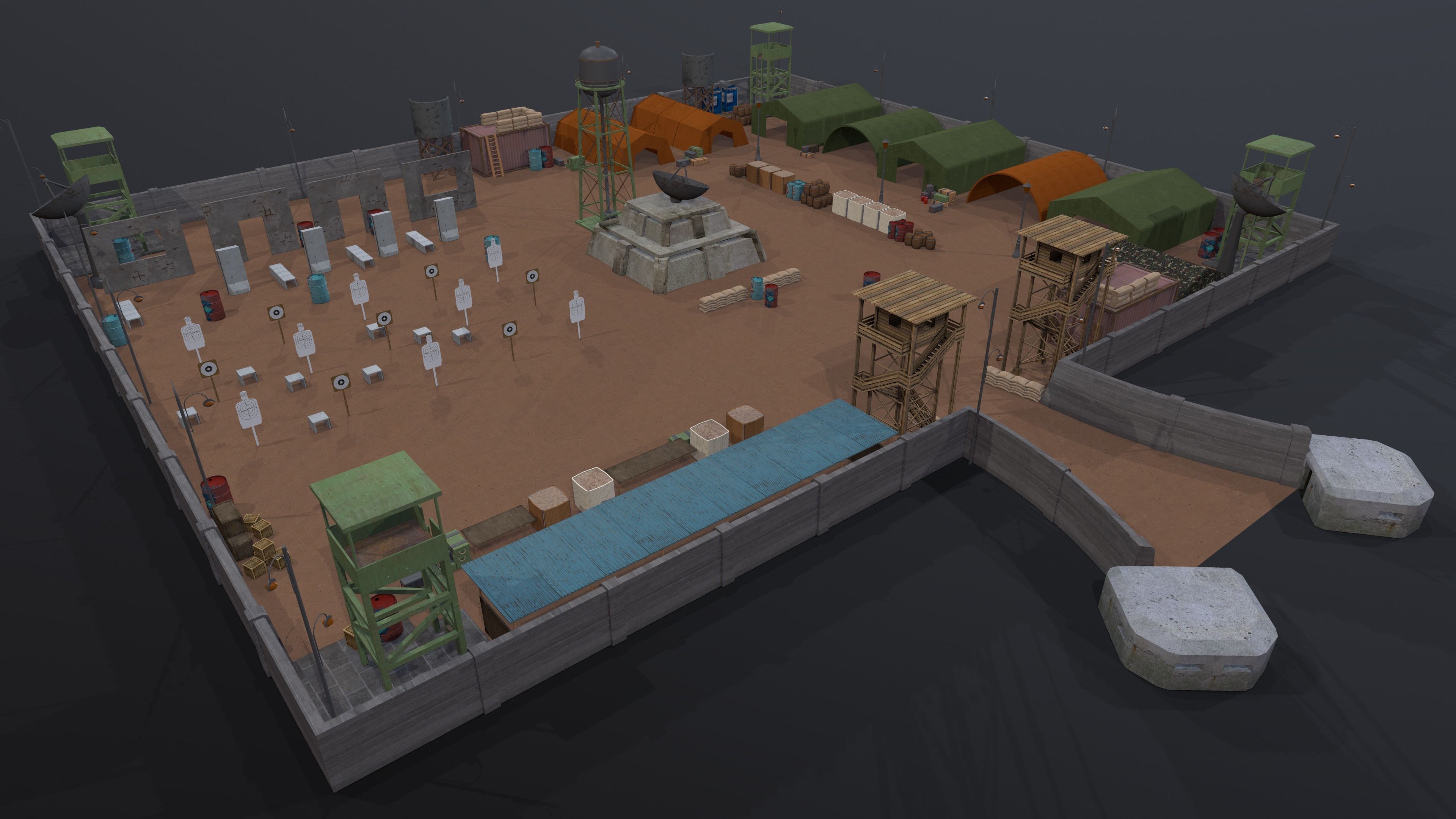 3D model Low Poly Army Camp VR / AR / low-poly | CGTrader