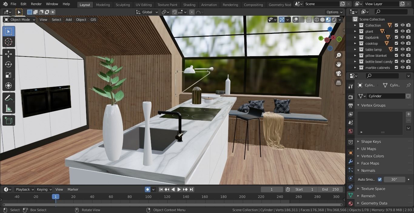Modern kitchen free 3D model | CGTrader