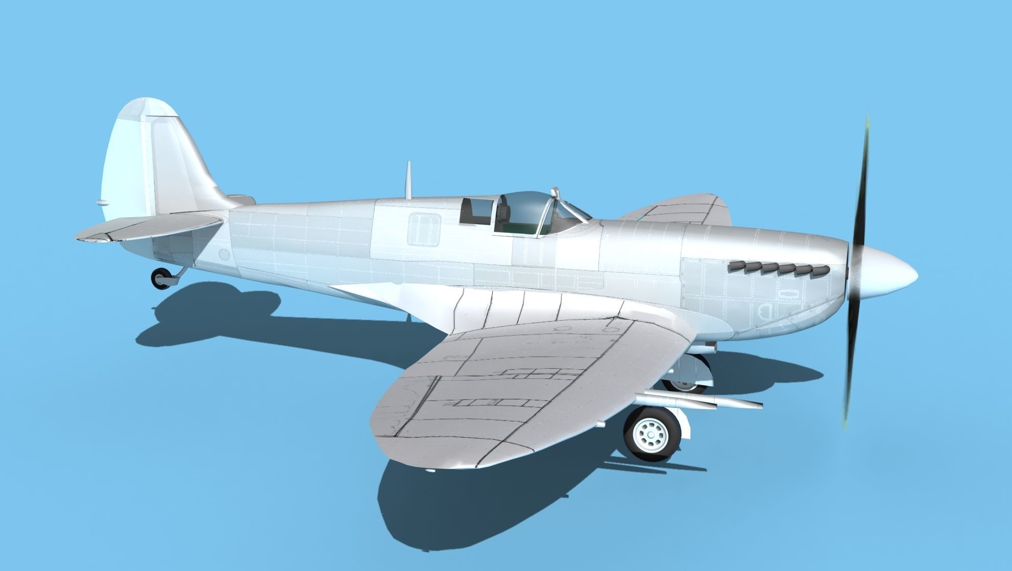 Supermarine Spitfire MK XII V00 3D model animated rigged | CGTrader