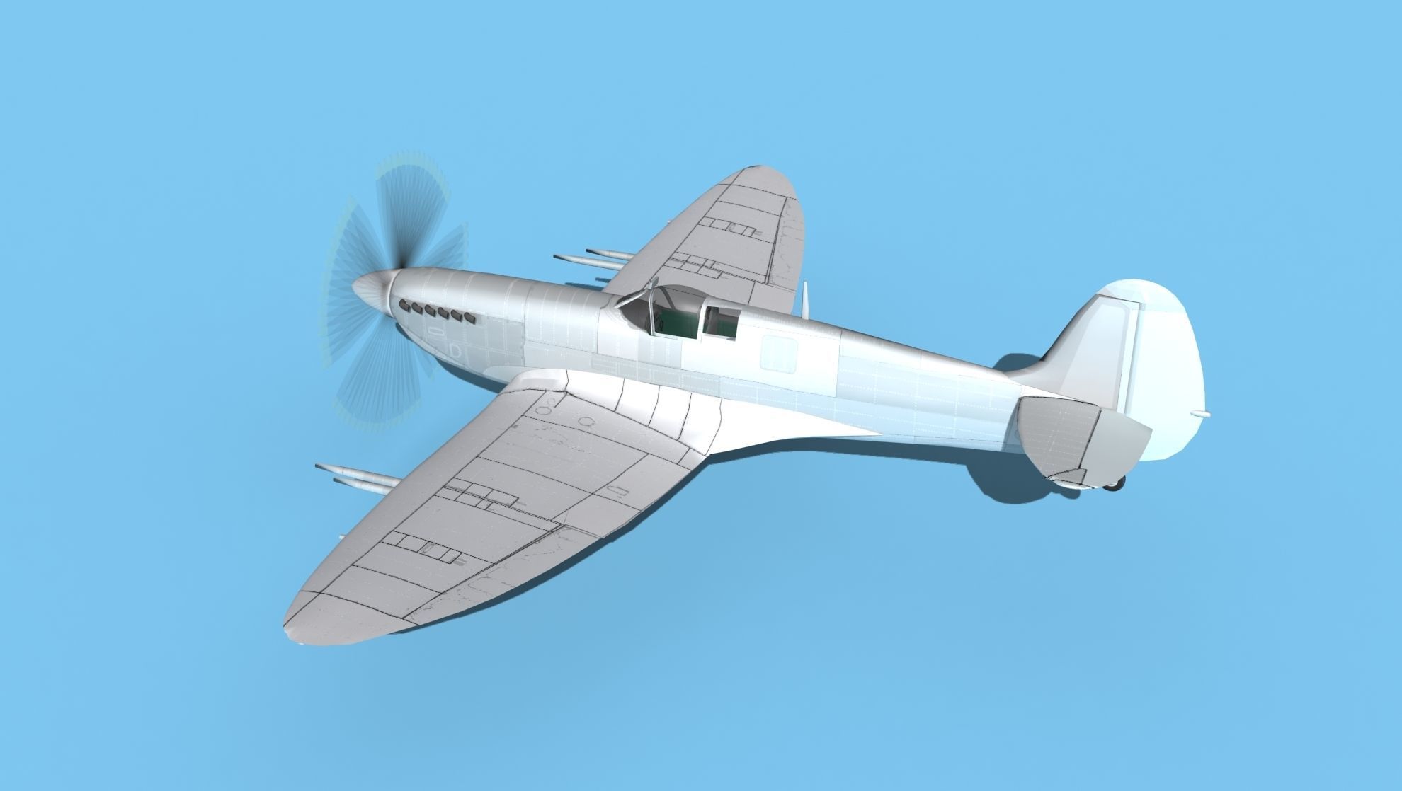 Supermarine Spitfire MK XII V00 3D model animated rigged | CGTrader