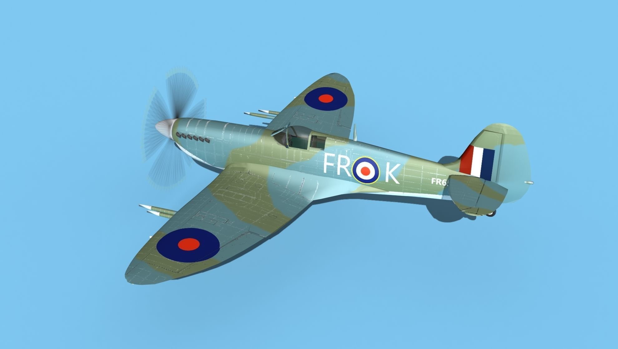Supermarine Spitfire MkXII V01 3D model animated rigged | CGTrader