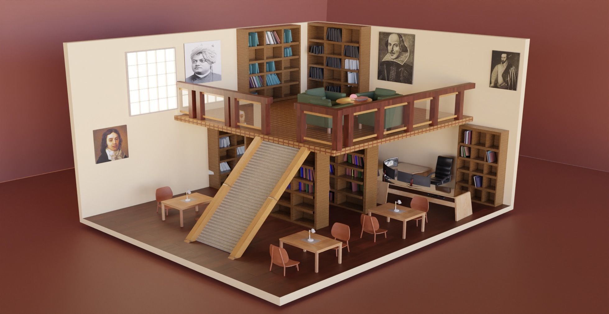 Isometric Library 3D model | CGTrader