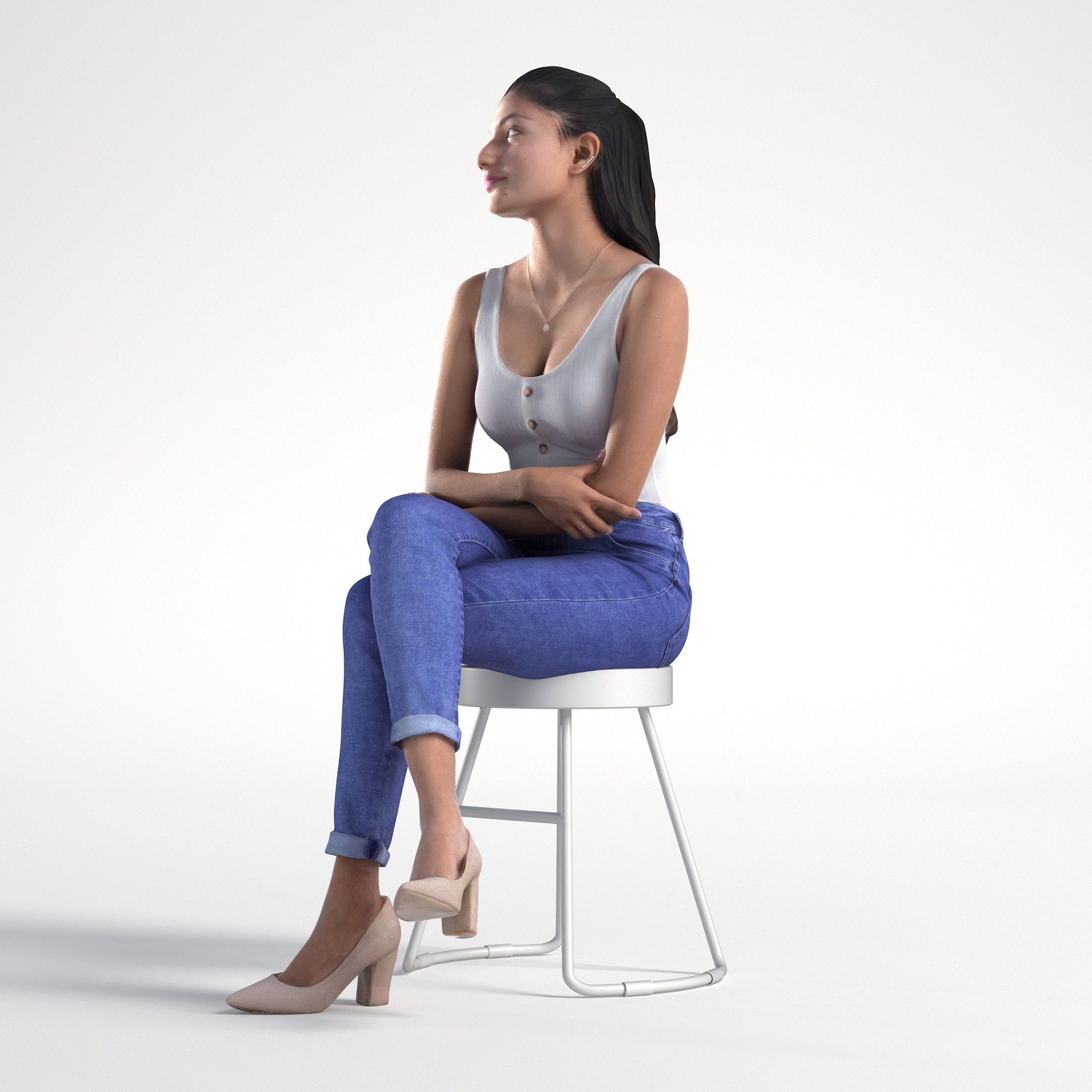 Woman Casual Sitting Low poly Kay 2036 3D model | CGTrader
