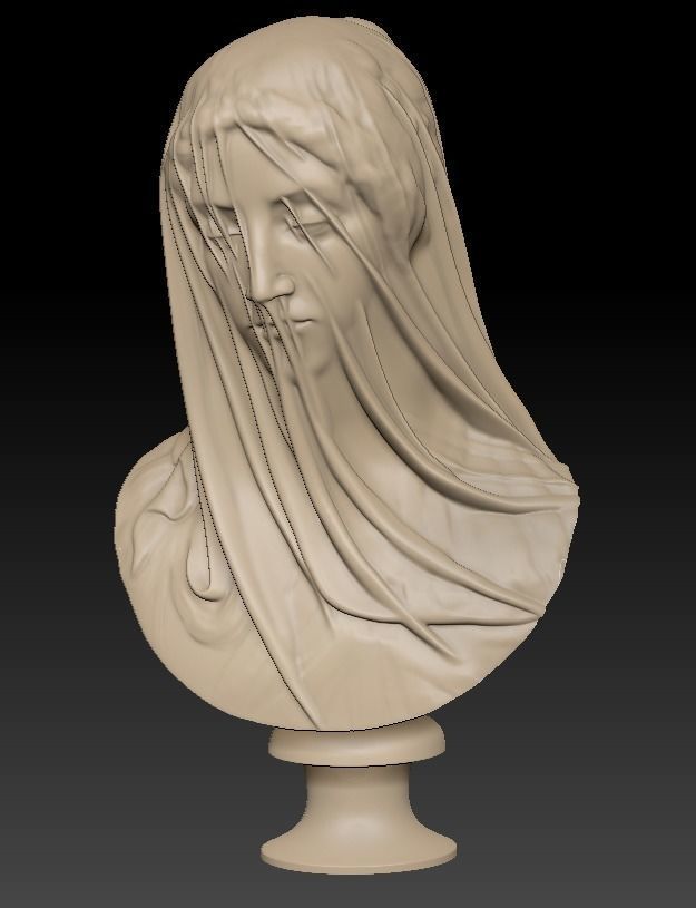 Classical Statue Bust - The Veiled Virgin Giovanni Strazza 3D model 3D ...