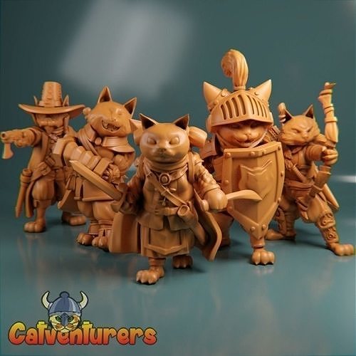 Fantasy Cats RPG Party - The Fellowship of the Meow 3D model 3D ...