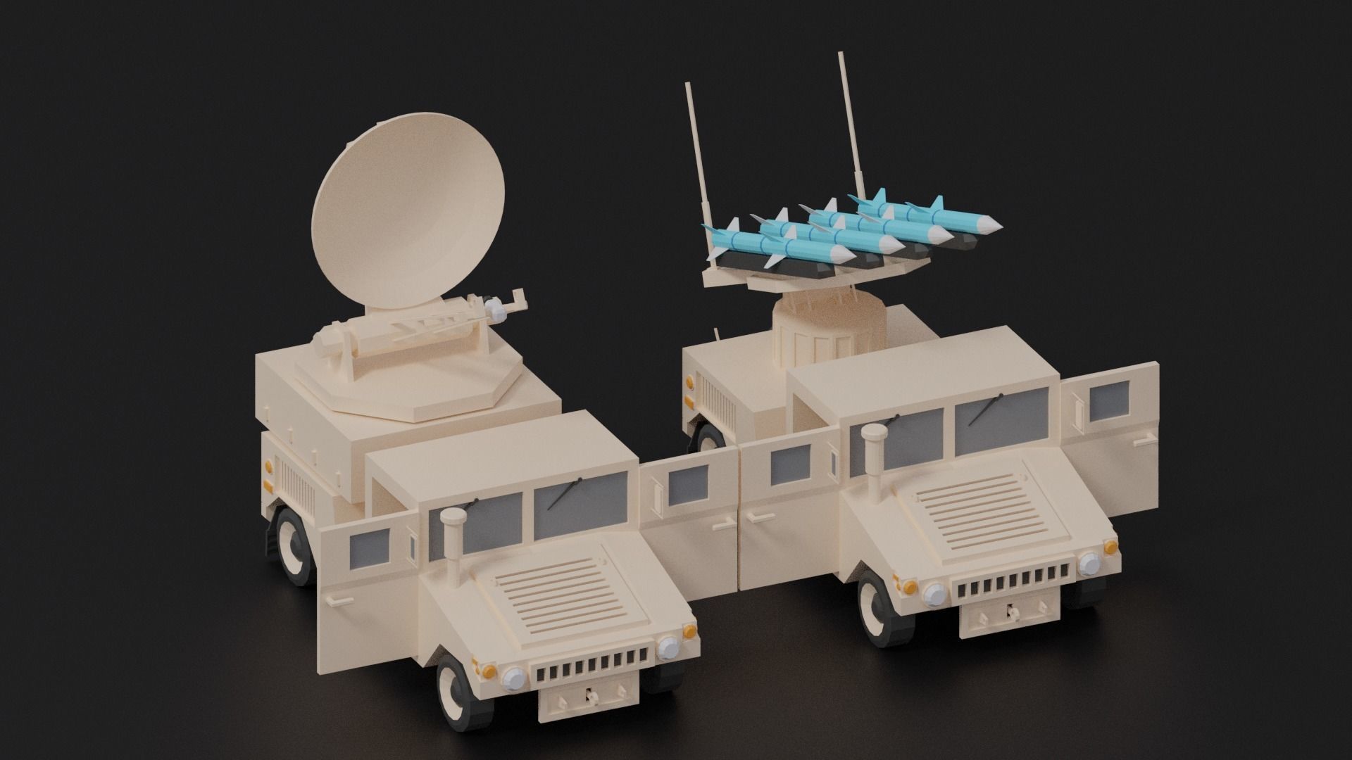 3D model Cartoon HUMVEE Military Hummer Collection VR / AR / low-poly ...