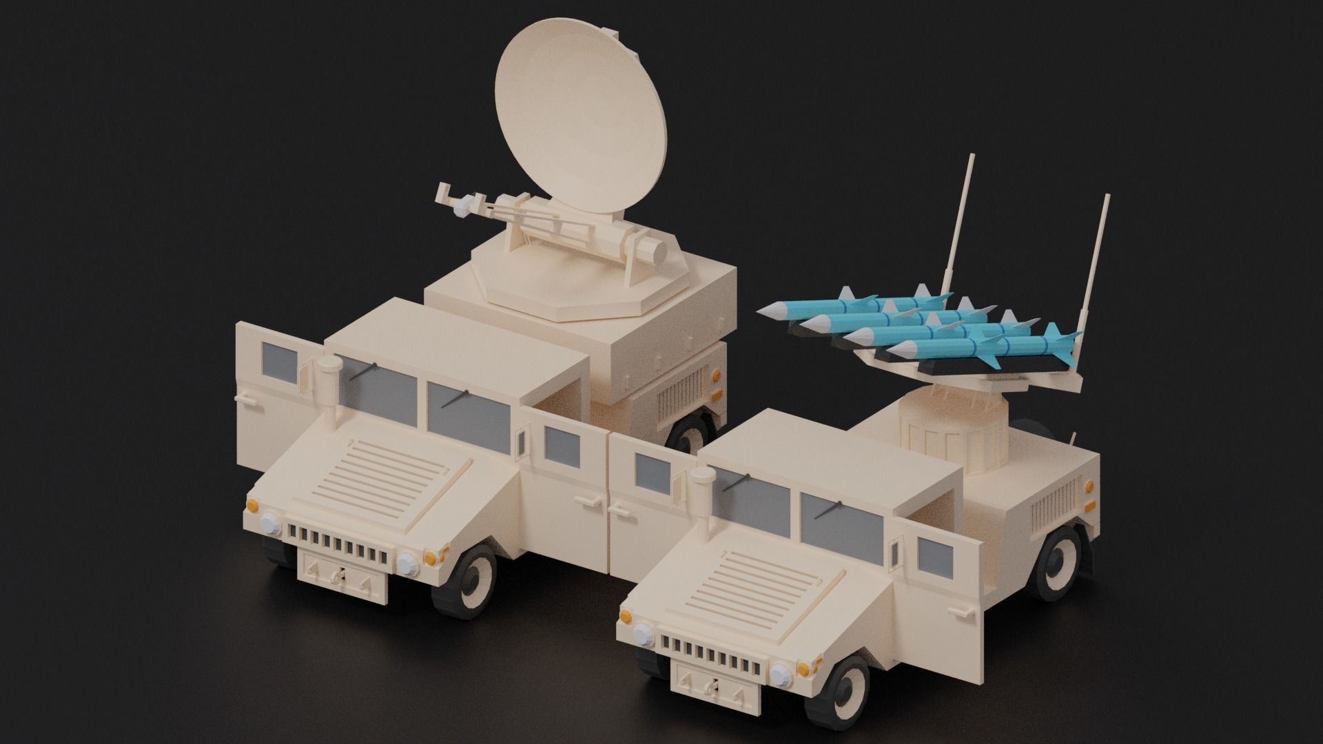 3D model Cartoon HUMVEE Military Hummer Collection VR / AR / low-poly ...