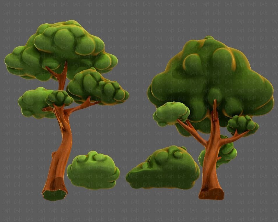 3D model Trees Cartoon V09 VR / AR / low-poly | CGTrader