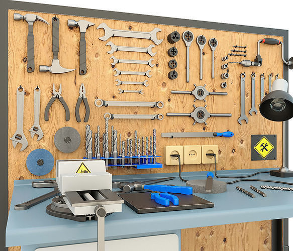 Industrial workbench and garage tools - Collection 2 3D model | CGTrader
