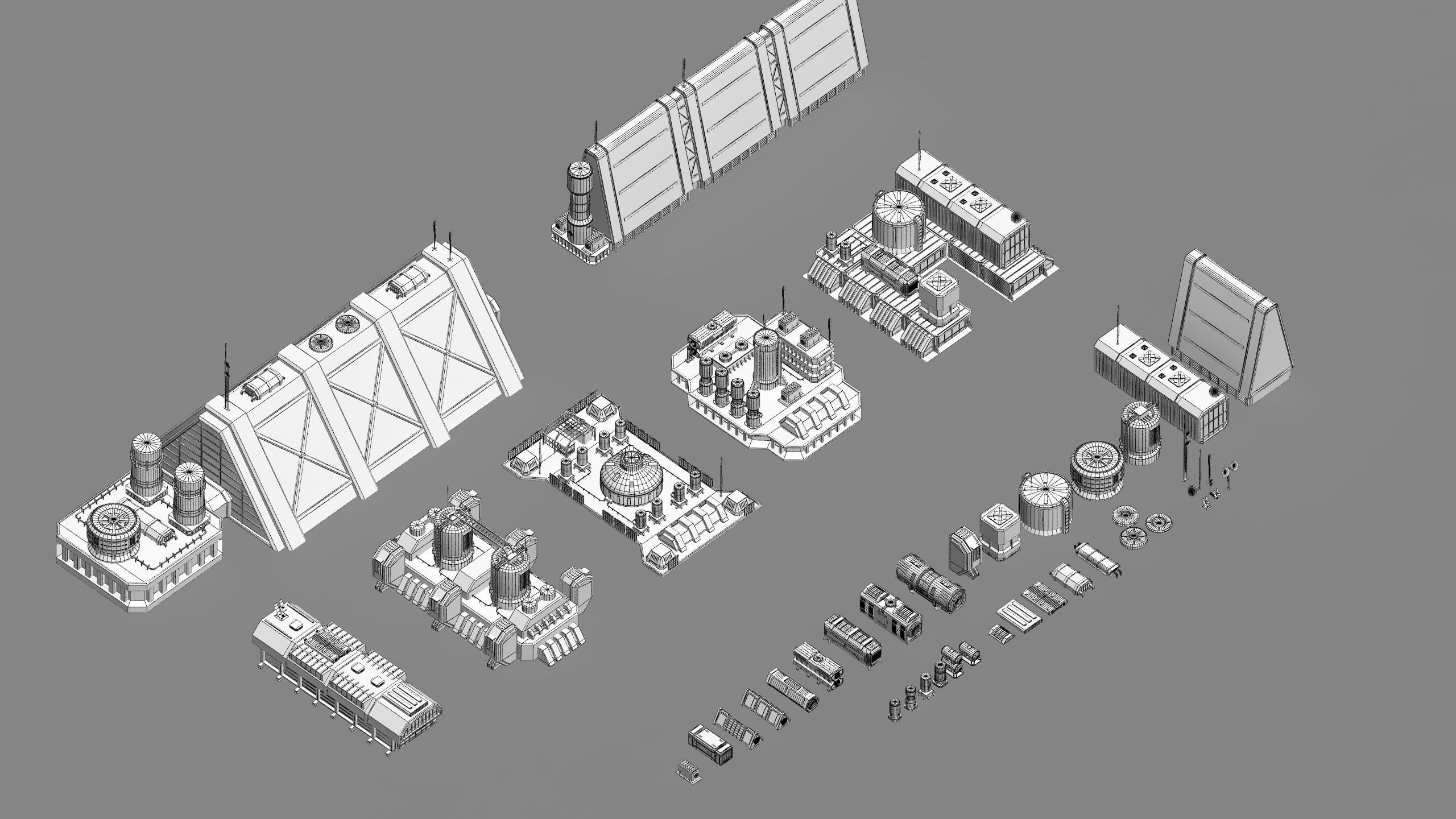 sci fi industrial objects 2 3D model | CGTrader