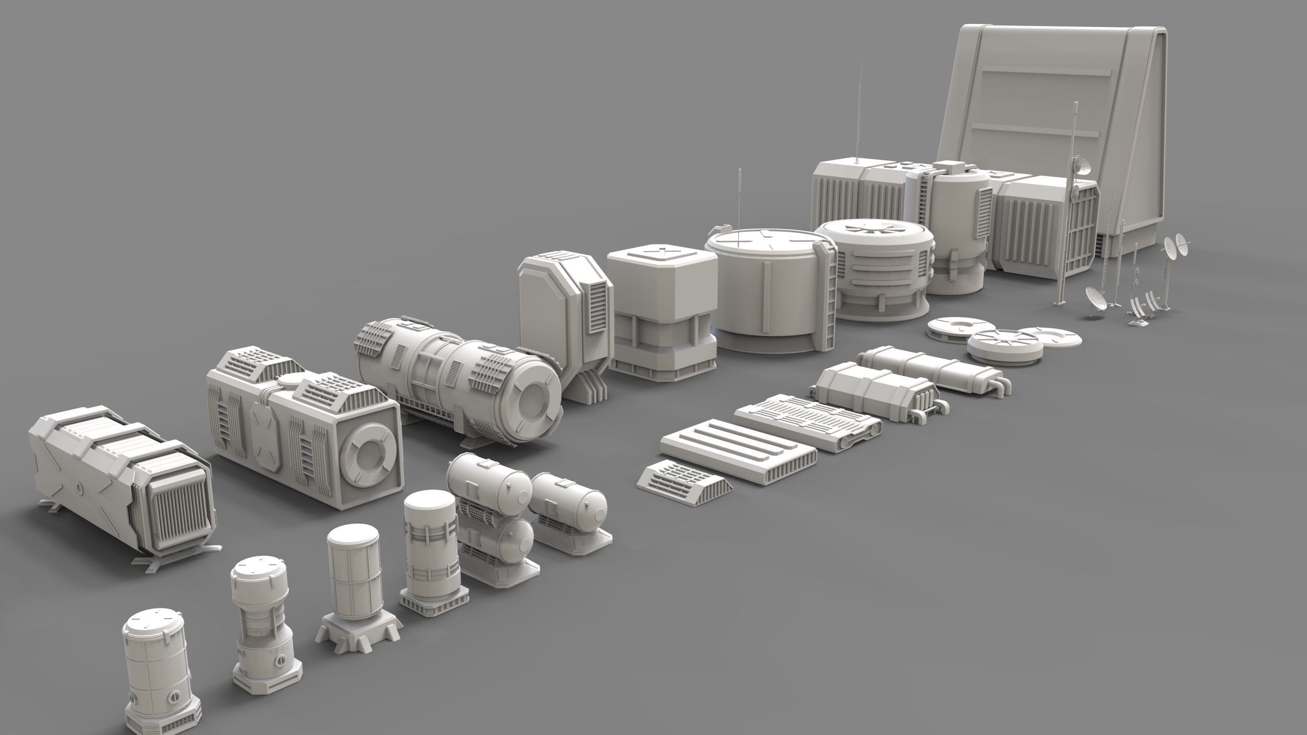 sci fi industrial objects 2 3D model | CGTrader