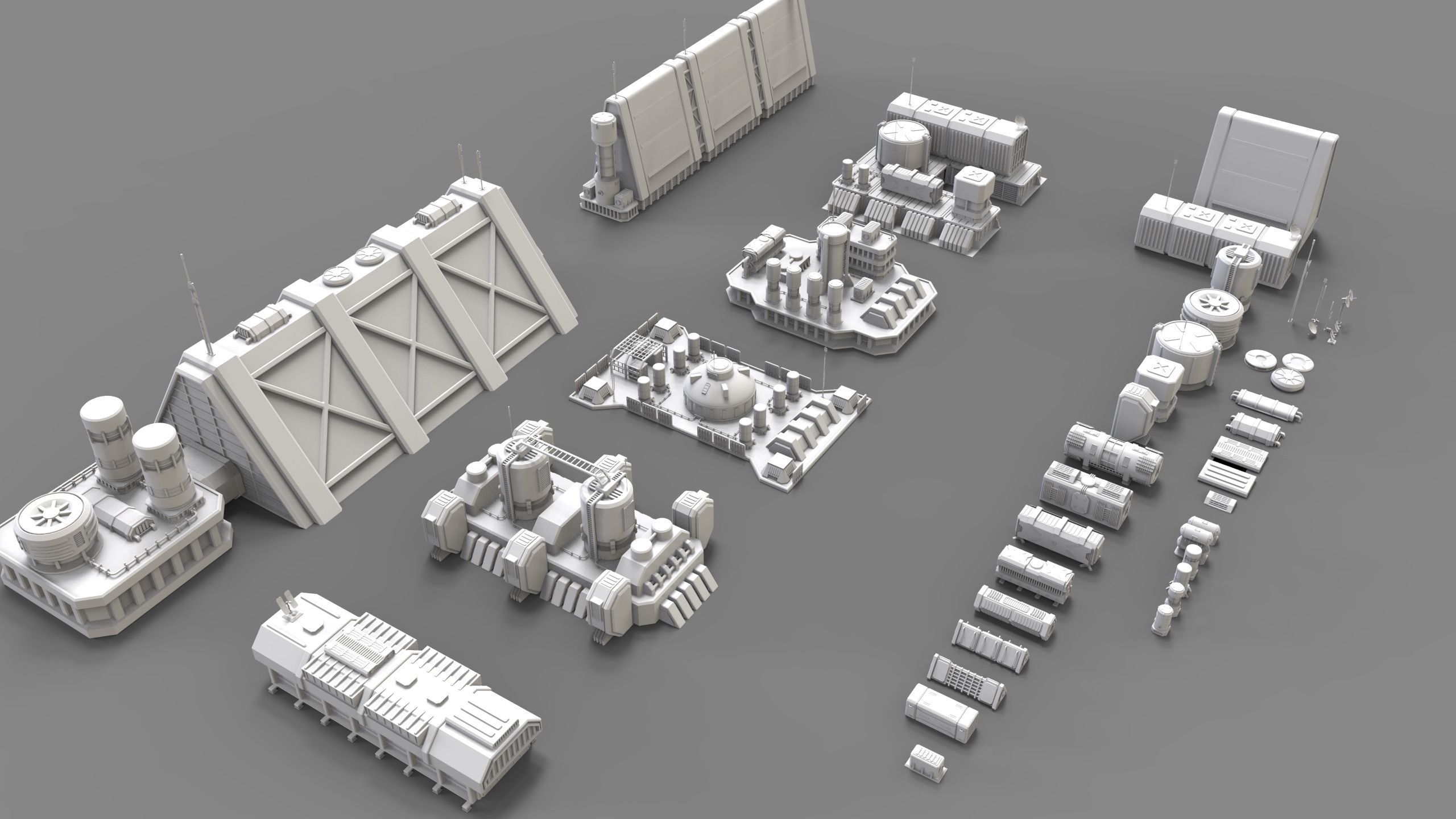 sci fi industrial objects 2 3D model | CGTrader