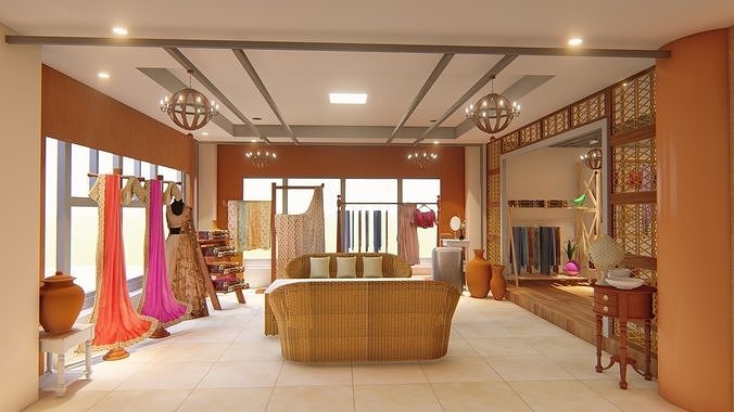 Saree Showroom free 3D model | CGTrader
