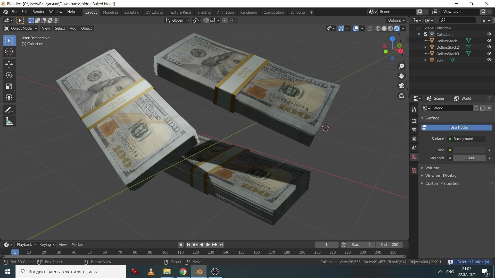 3D model 3D stack of dollars model VR / AR / low-poly | CGTrader