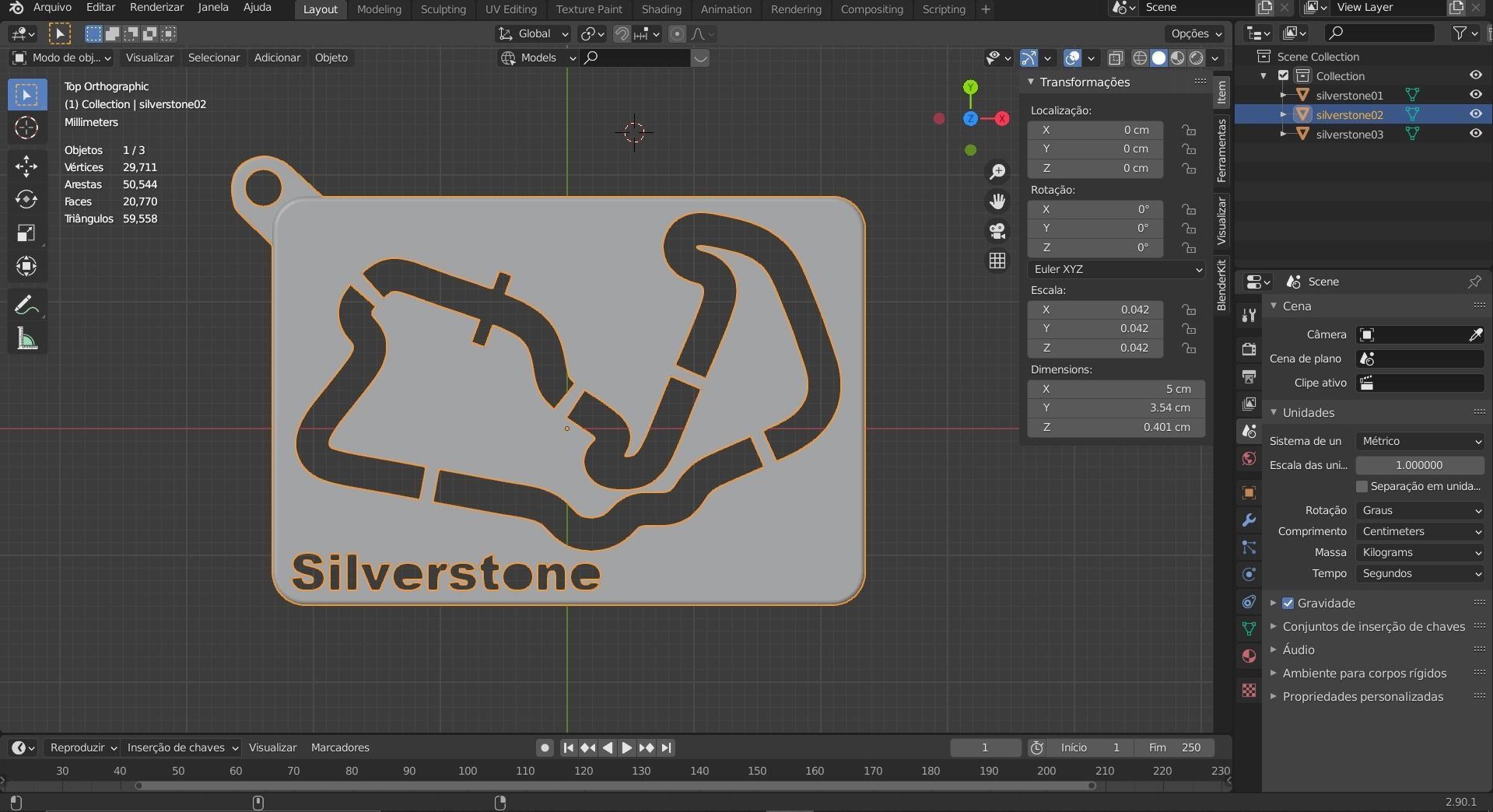 Track Formula 1 keychains Silverstone Print3d - Blender 3d free 3D model 3D printable | CGTrader