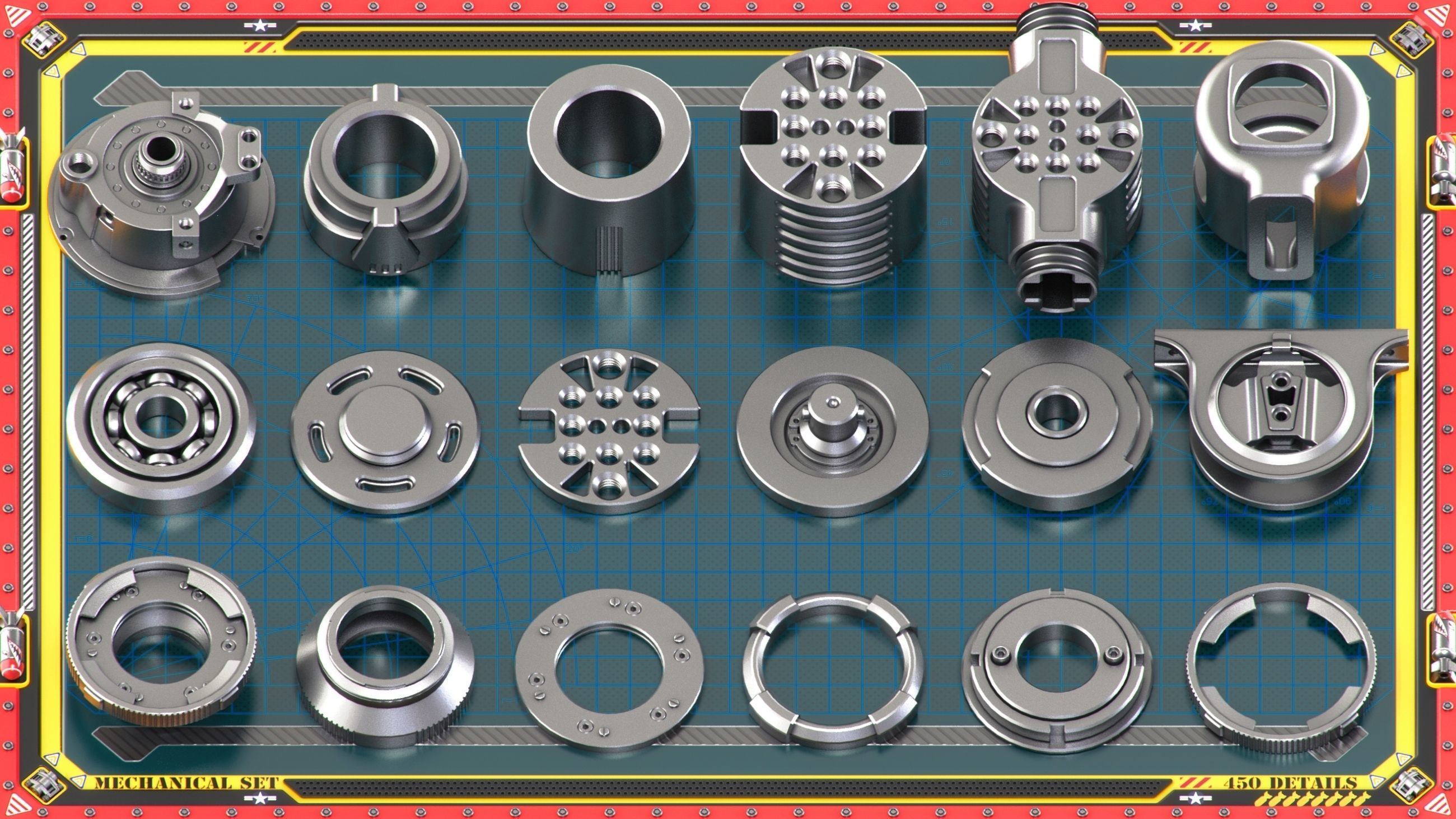 Sci-Fi Hard Surface Mechanical KITBASH 450 DETAILS 3D model | CGTrader