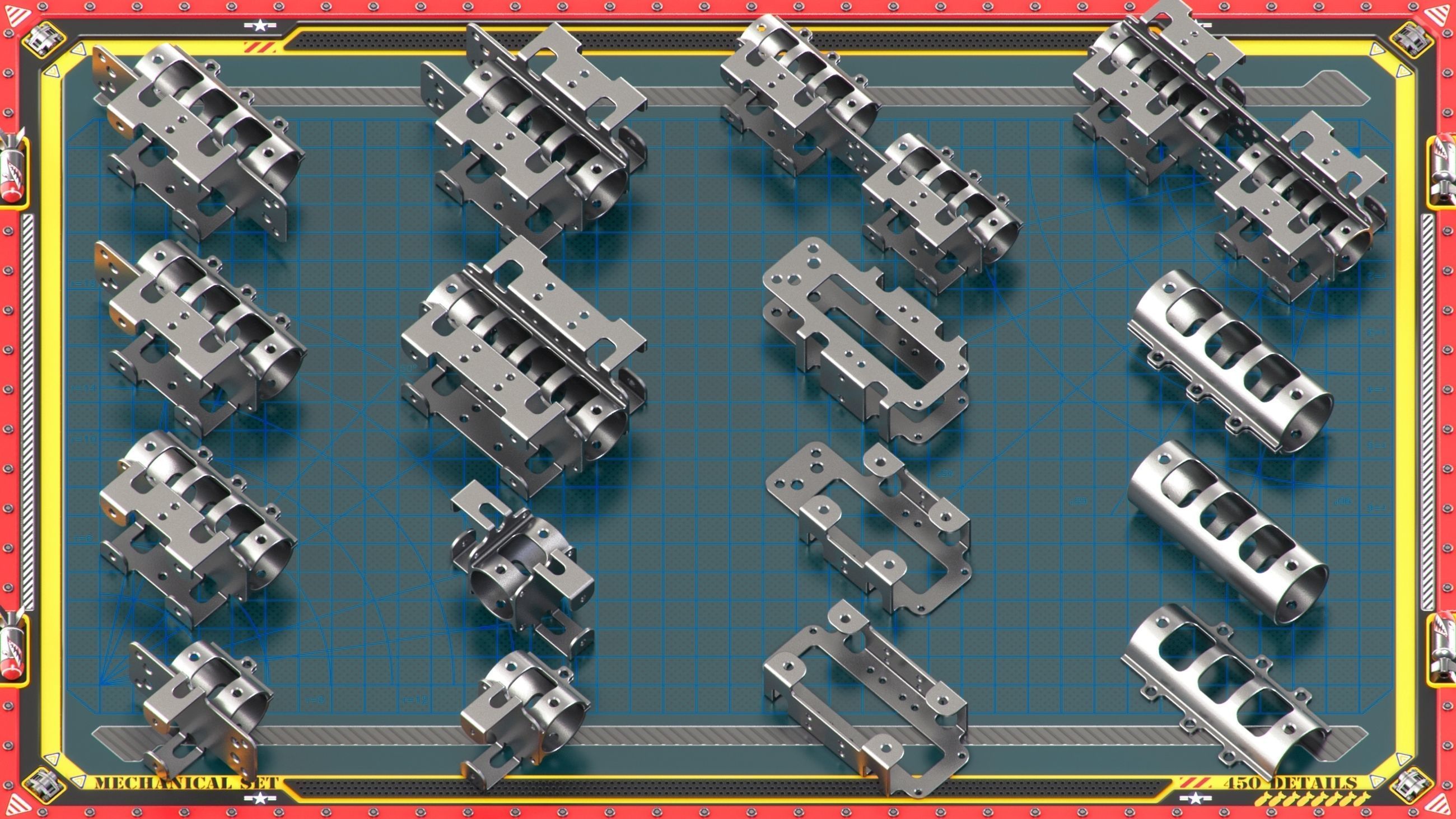 Sci-Fi Hard Surface Mechanical KITBASH 450 DETAILS 3D model | CGTrader