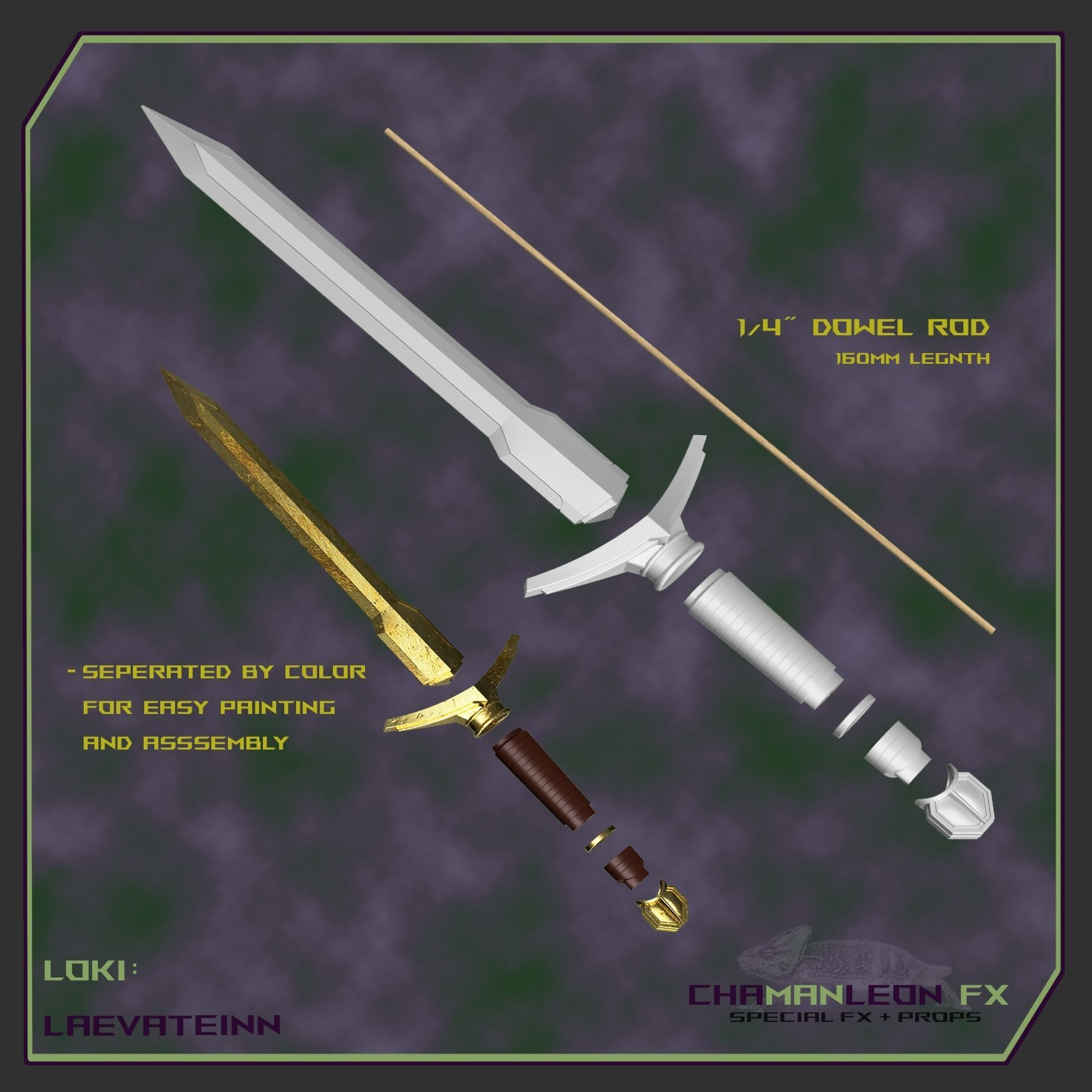 Loki Laevateinn Kid Loki Sword Cosplay 3D model 3D printable | CGTrader