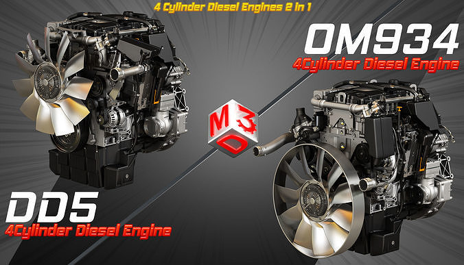DD5 - OM934 Engines - 4 Cylinder Diesel Engines 2 in 1 3D Model ...