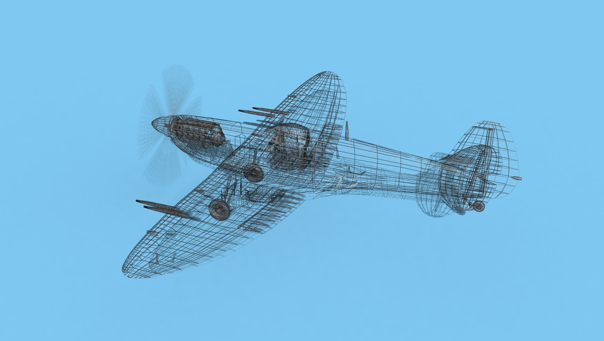 Supermarine Spitfire MK XII V02 3D model animated rigged | CGTrader