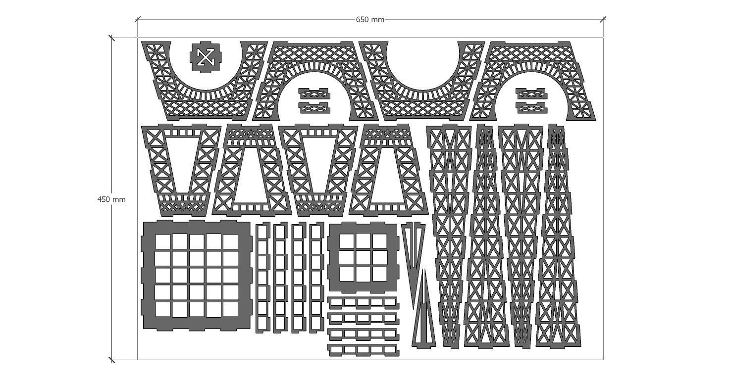 Eiffel Tower CNC Laser Cut 66 cm 3D model 3D printable | CGTrader