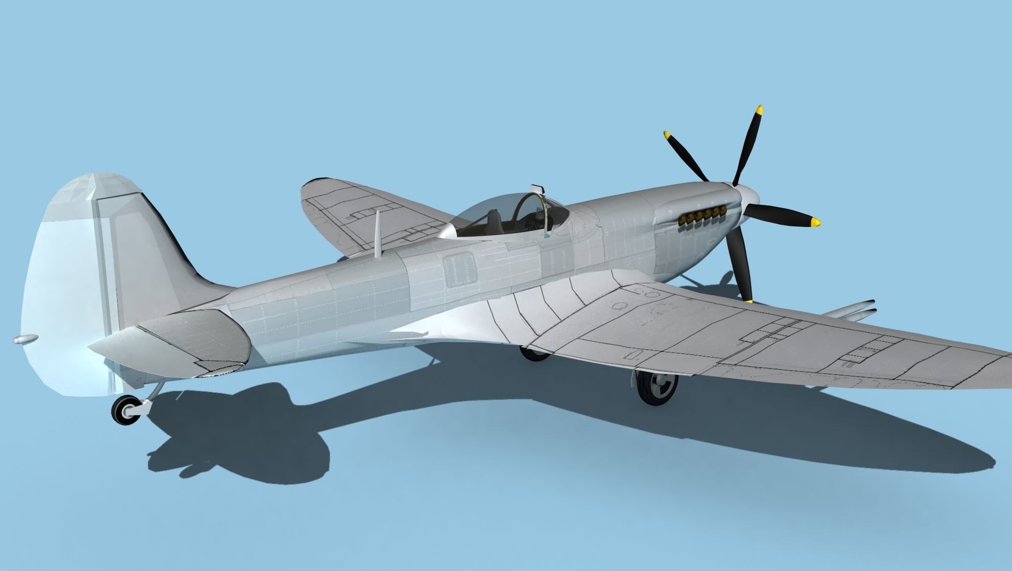 Supermarine Spitfire Mk 14e V00 3D model animated rigged | CGTrader