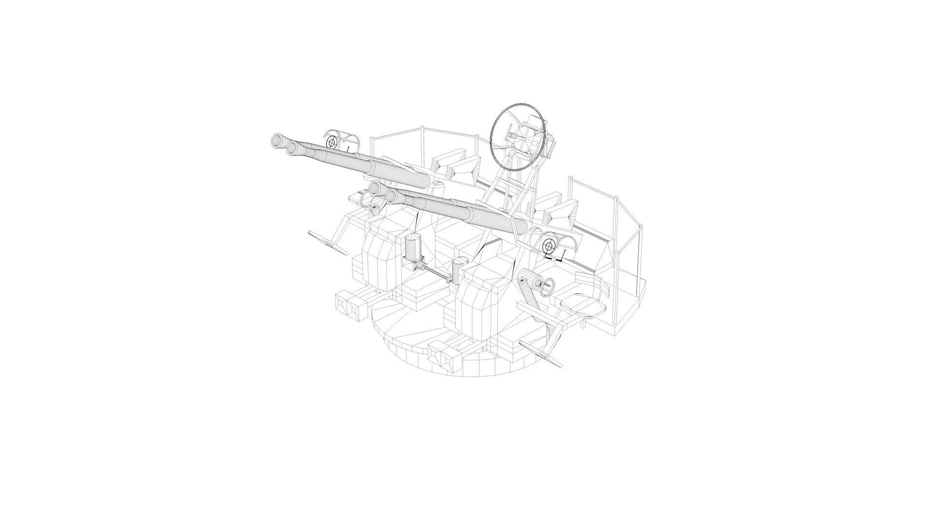 40mm Bofors Quad Anti-aircraft gun Mk2 3D model rigged | CGTrader