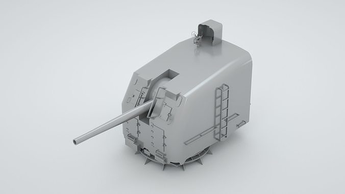 5 inch - 127mm Single Naval Gun Mk30 3D model rigged | CGTrader