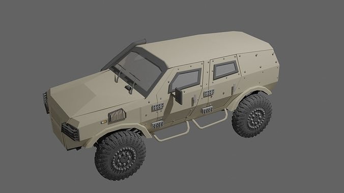 3D model Low poly war vehicle war jeep with interior VR / AR / low-poly ...