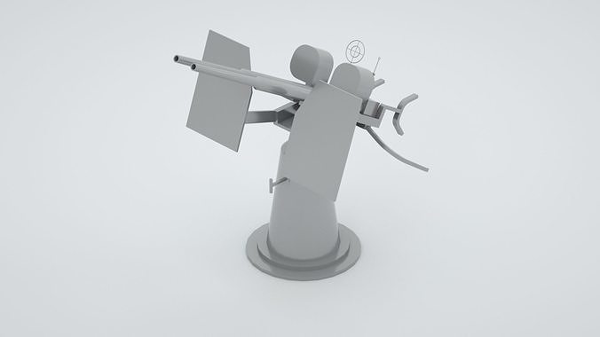 20mm Oerlikon Twin Anti Air Machine Gun Mk24 Mount 3D model | CGTrader