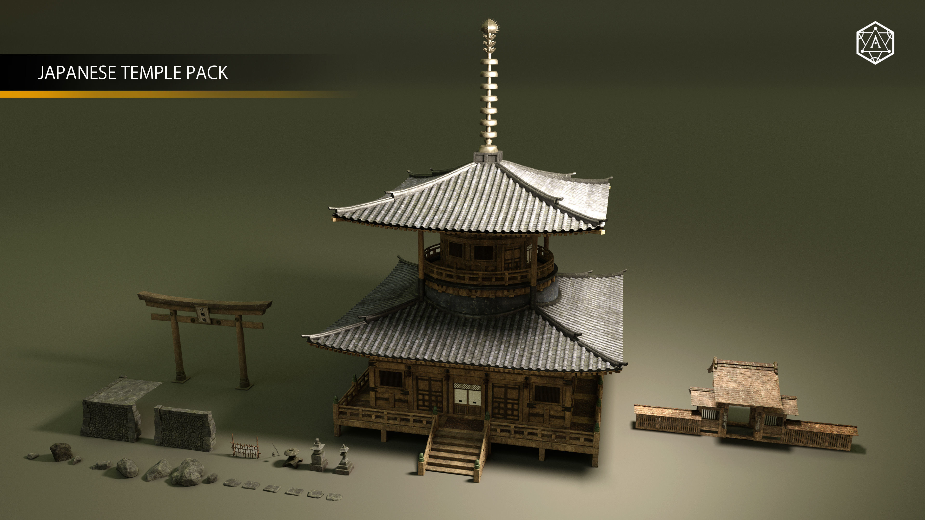 Japanese Temple Pack 3D model | CGTrader