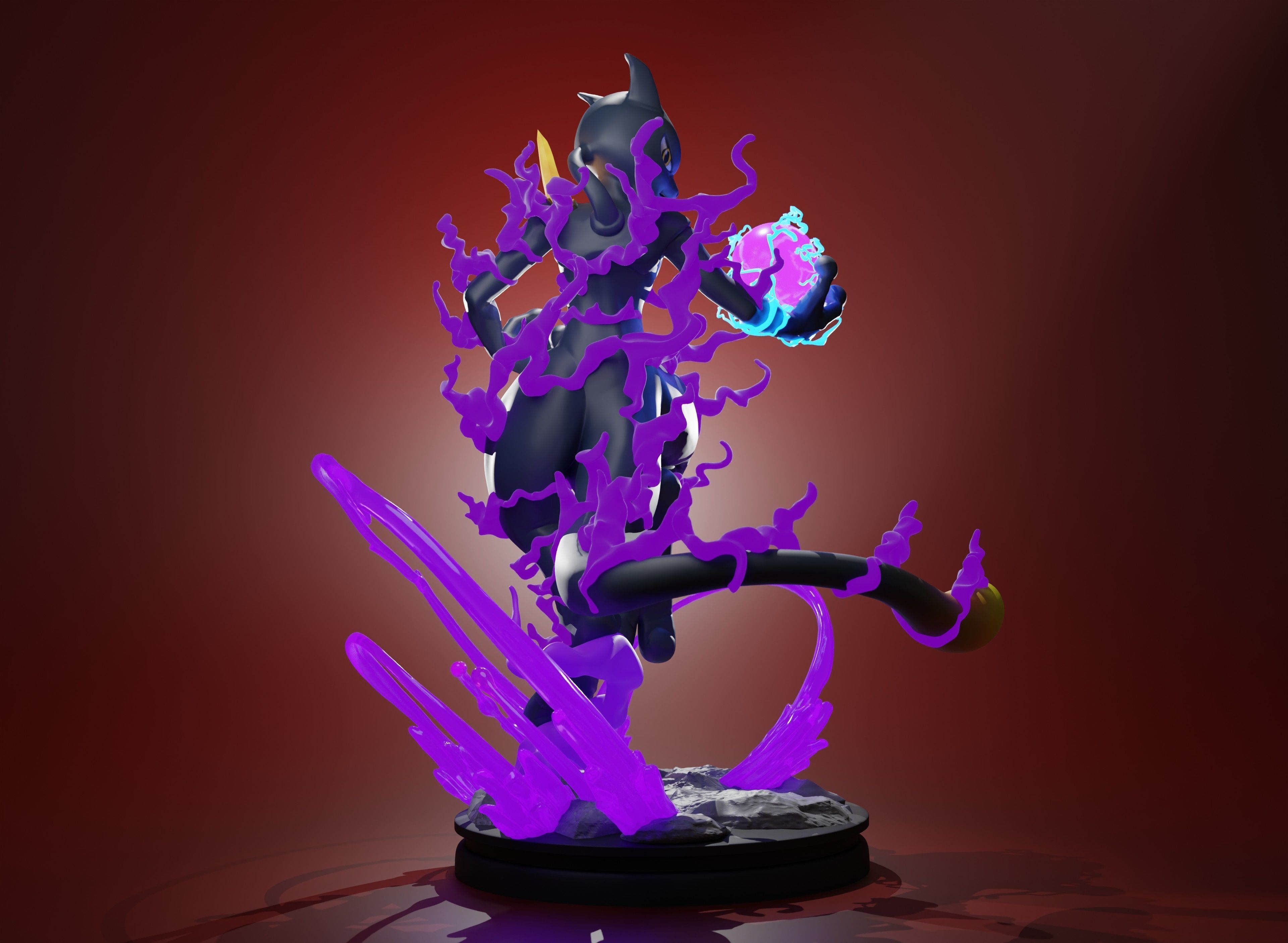 MEWTWO WITH SHADOWBALL-3D printable pokemon with cuts and whole 3D ...