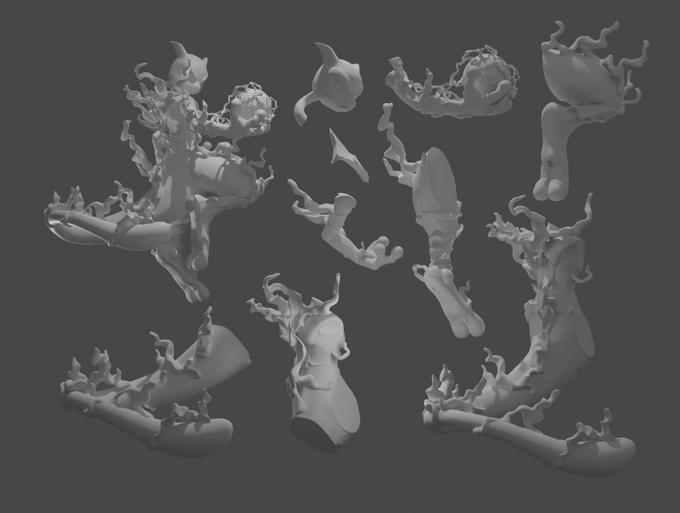 MEWTWO WITH SHADOWBALL-3D printable pokemon with cuts and whole 3D ...