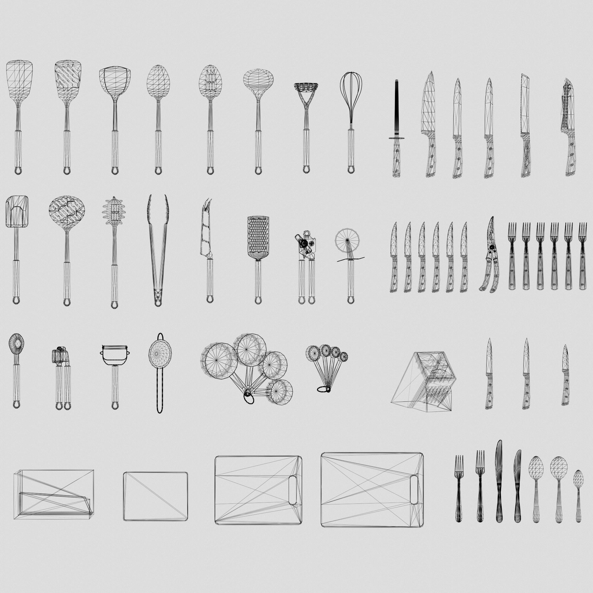 Low Poly Kitchen Utensils Pack free VR / AR / low-poly 3D model | CGTrader