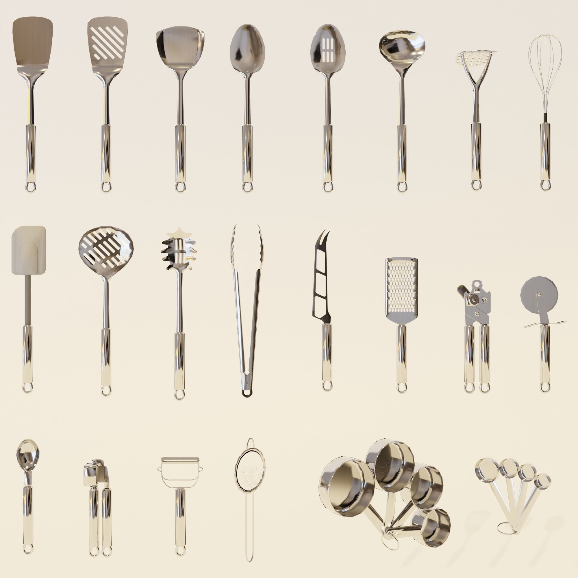 Low Poly Kitchen Utensils Pack free VR / AR / low-poly 3D model | CGTrader