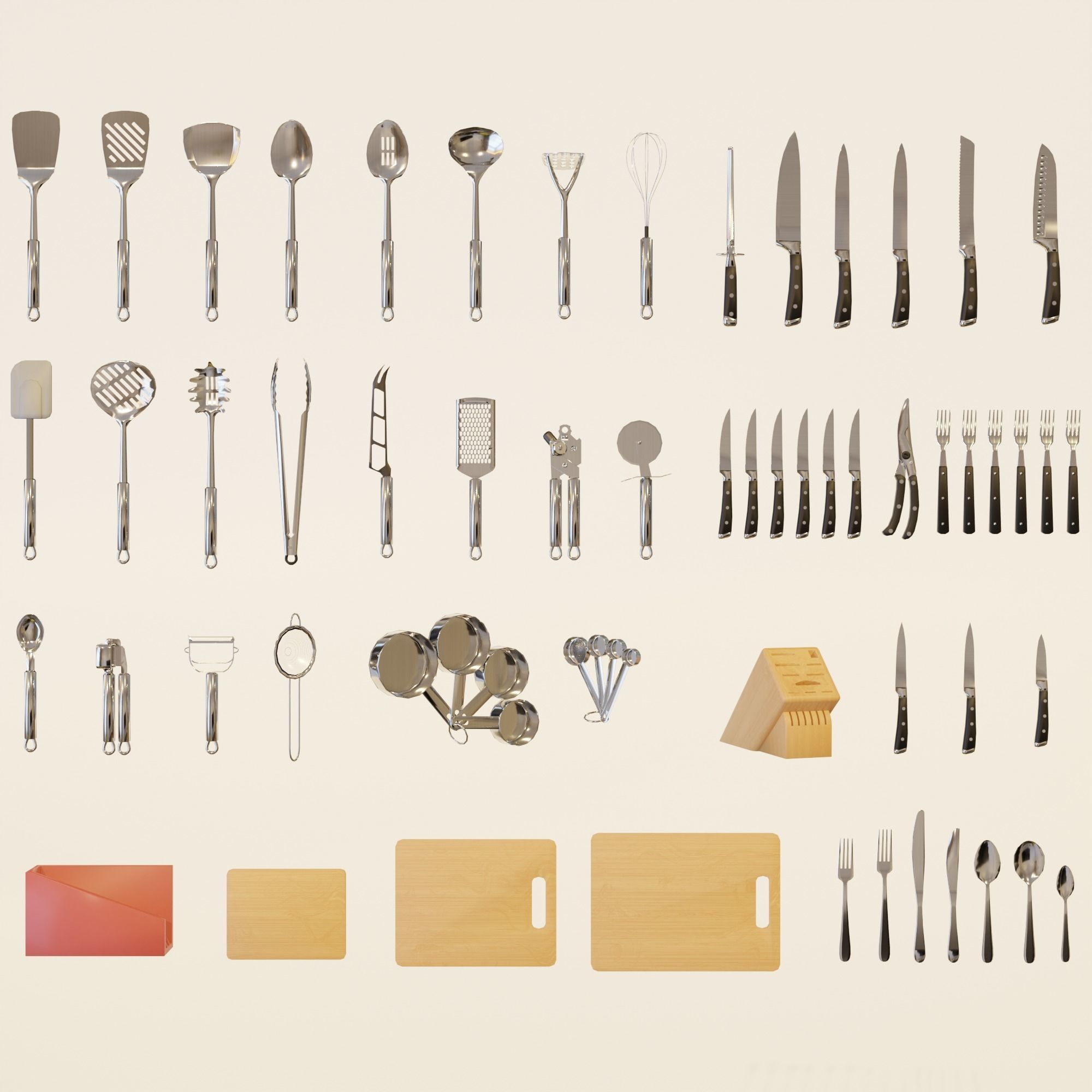 Low Poly Kitchen Utensils Pack free VR / AR / low-poly 3D model | CGTrader