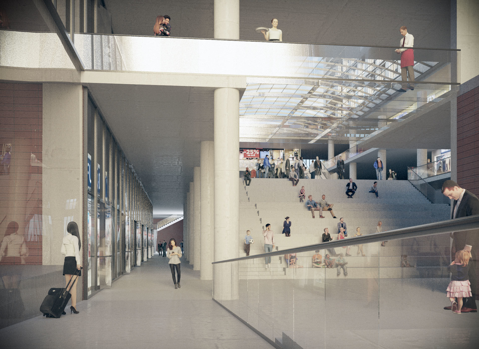 Multifunctional complex with interiors 3D model | CGTrader